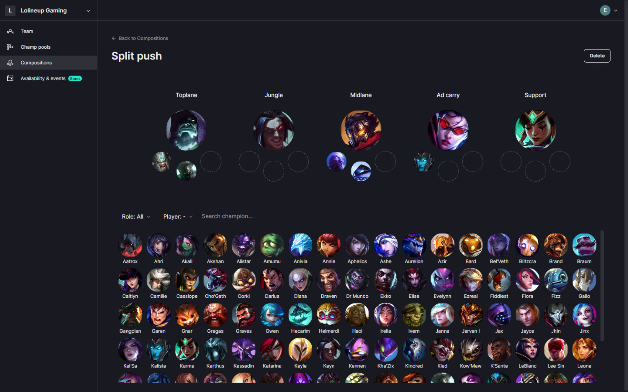 Lolineup - The all-in-one solution for LoL team management